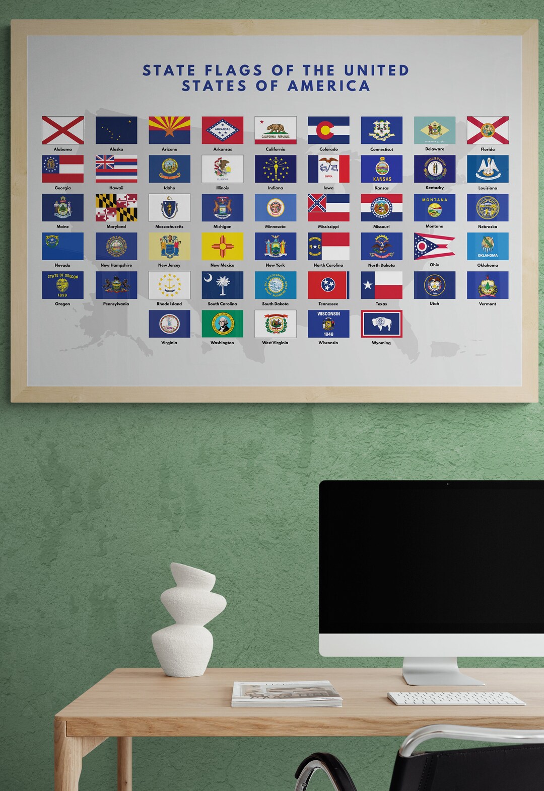 USA State Flags 50 State Flags Wall Art the United States of America ...