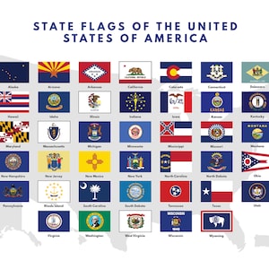 USA State Flags 50 State Flags Wall Art the United States of America ...