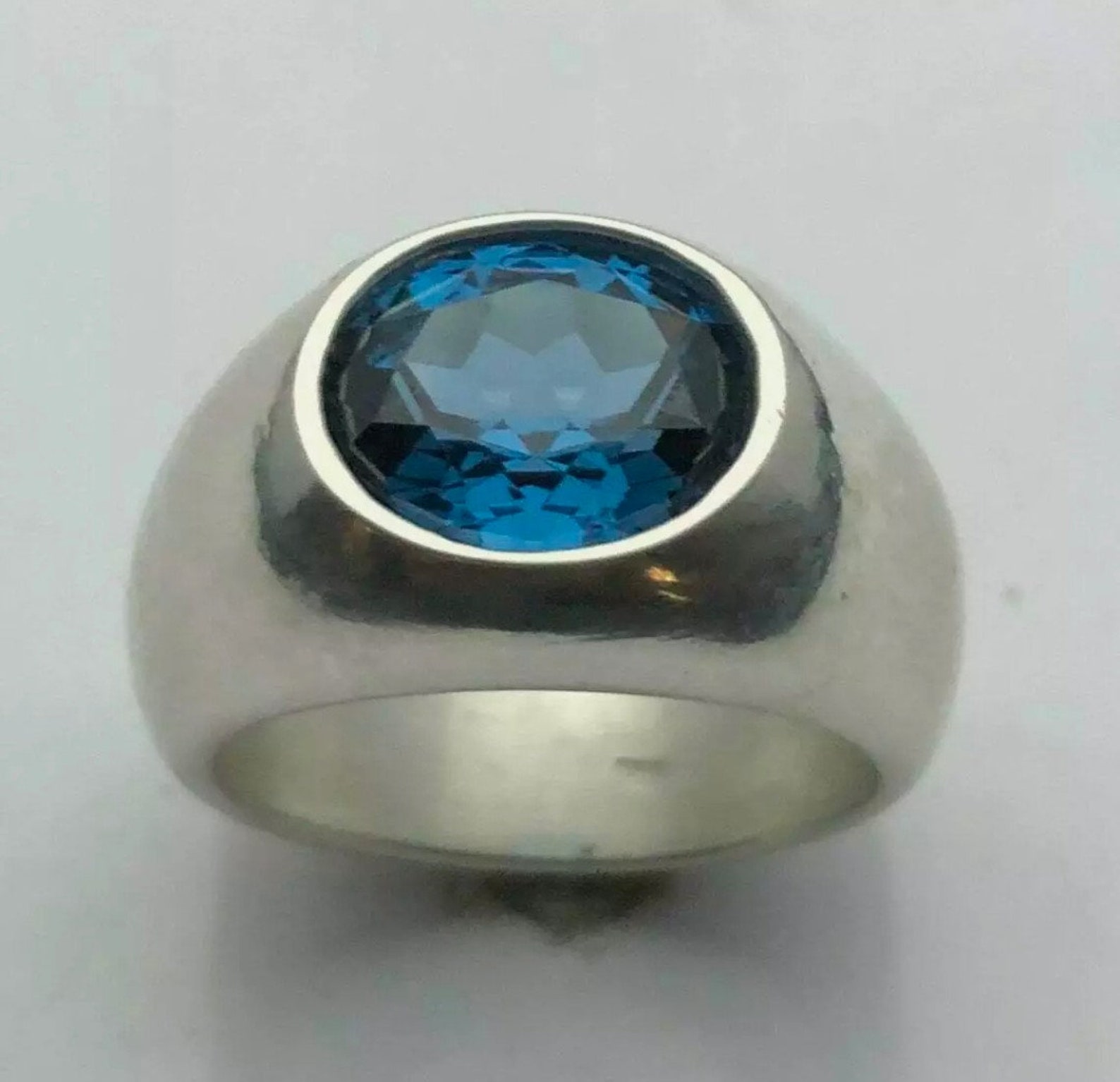 London Blue Topaz Silver Ring in 925 Sterling Silver | Etsy