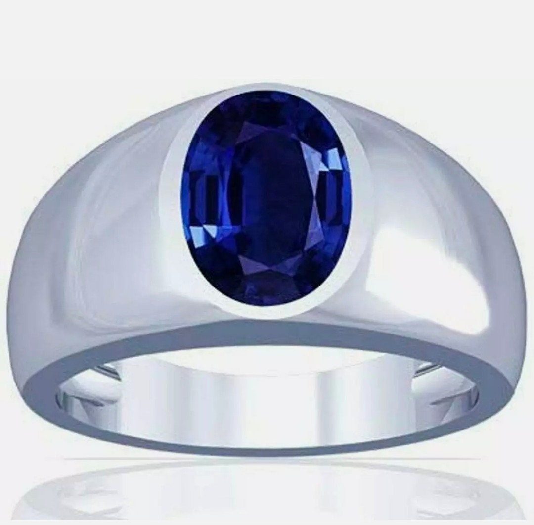 Blauer Saphir Ring 925 Sterling Silber Ring für Herren Saphir - Etsy.de