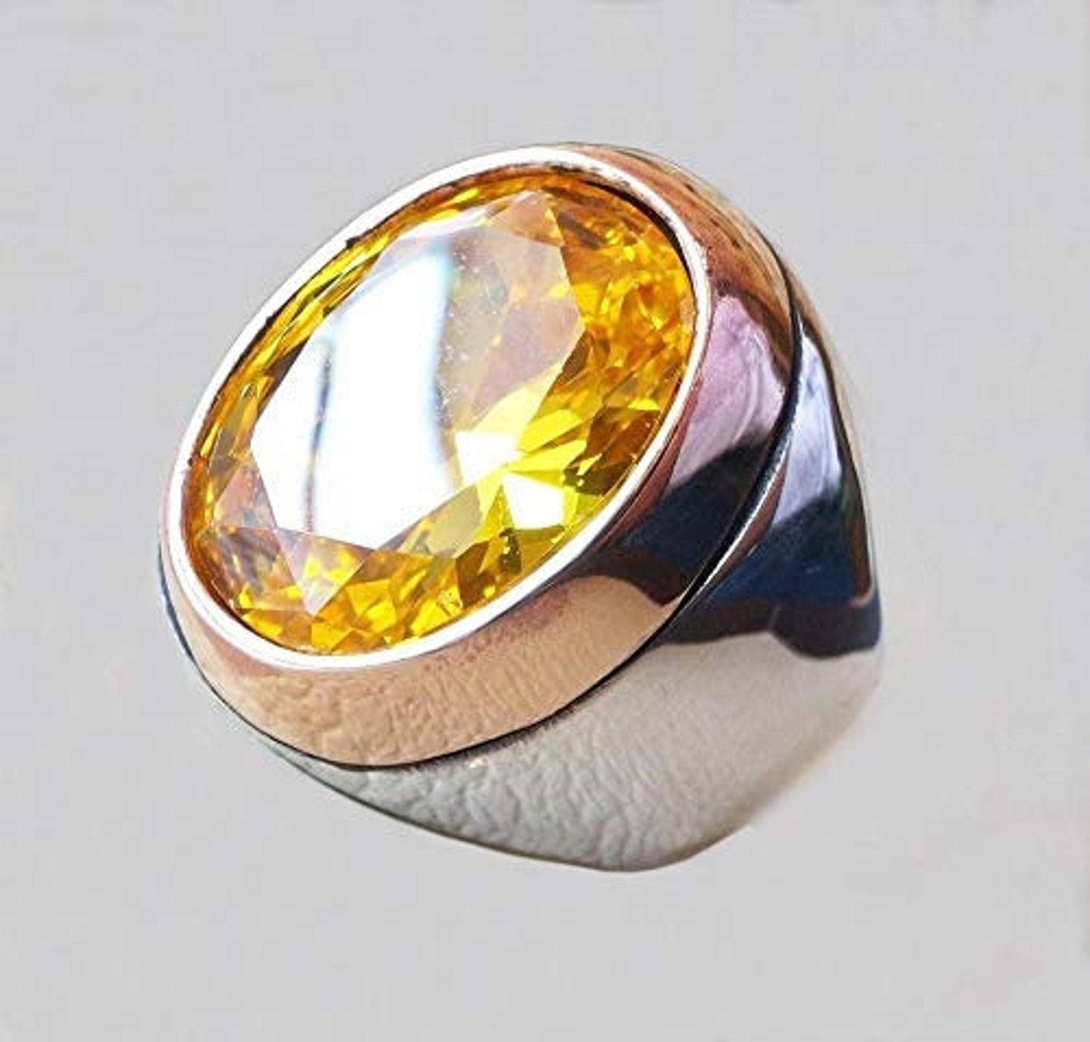 Natural Citrine Ring for Mens 925 Sterling Silver Ring Yellow - Etsy