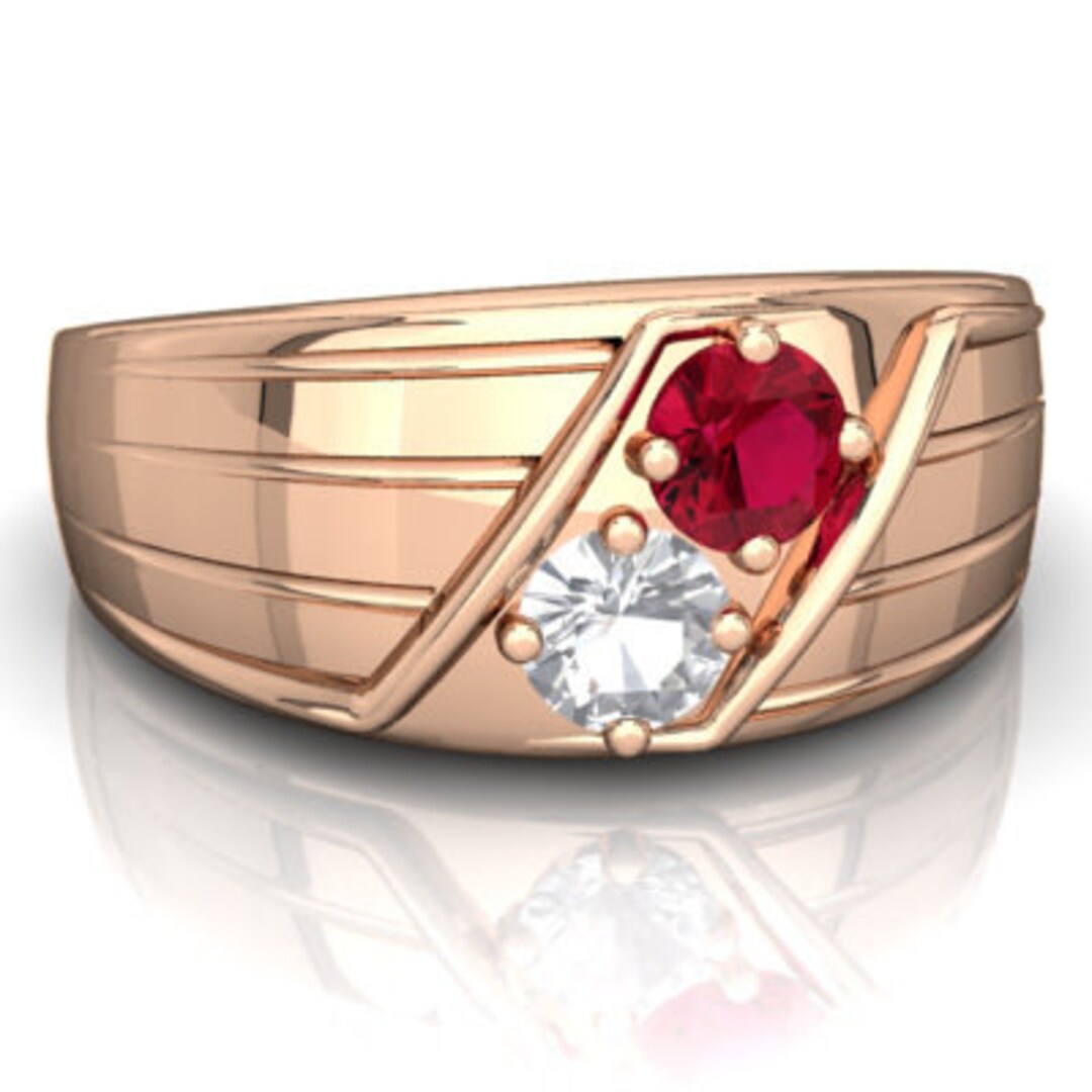 Natural Ruby Ring for Men, 14k Gold Plated Silver Ring, AAA Quality ...