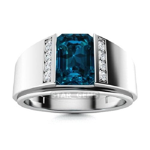 London Blue Topaz Men's Ring 925 Sterling Silver Gents - Etsy