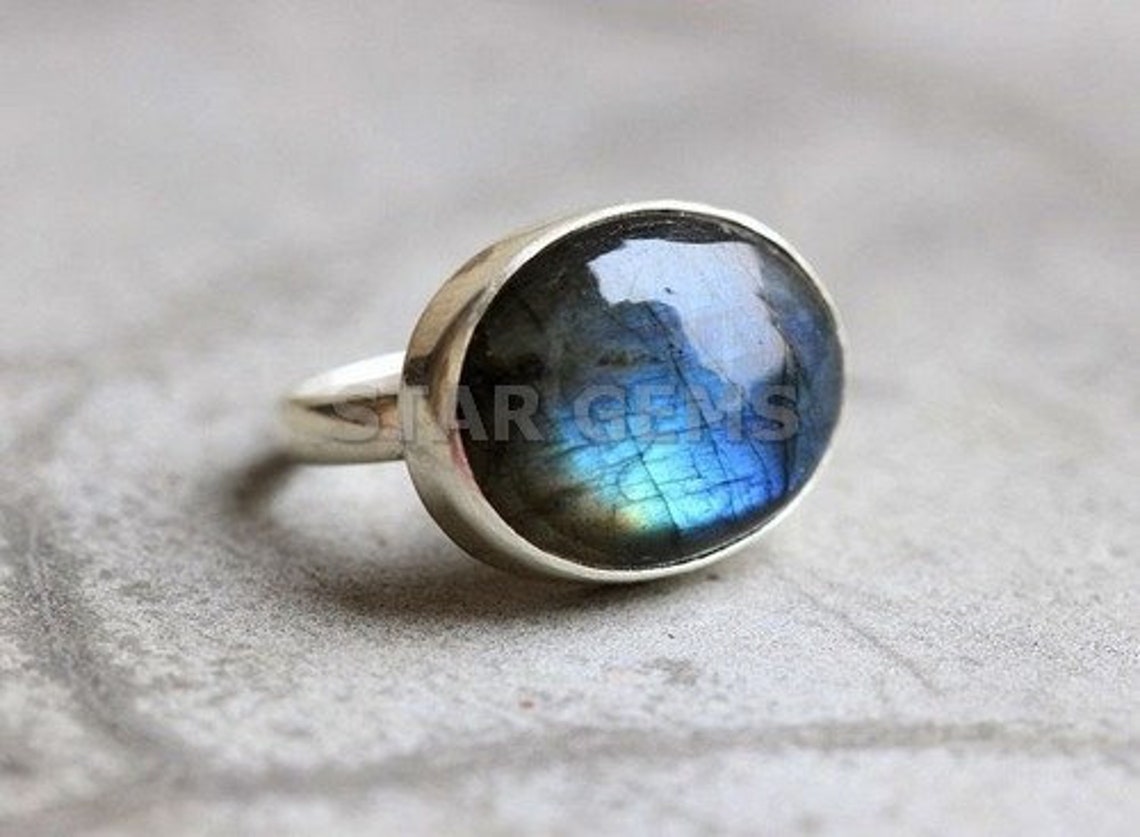 Natural Labradorite Ring For Women 925 Starling Silver Oval | Etsy