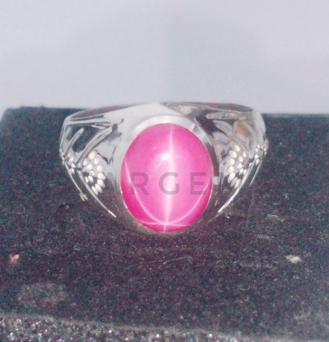 Linde Star Ruby Mens Ring, Solid 925 Sterling Silver Ring, Art Deco ...