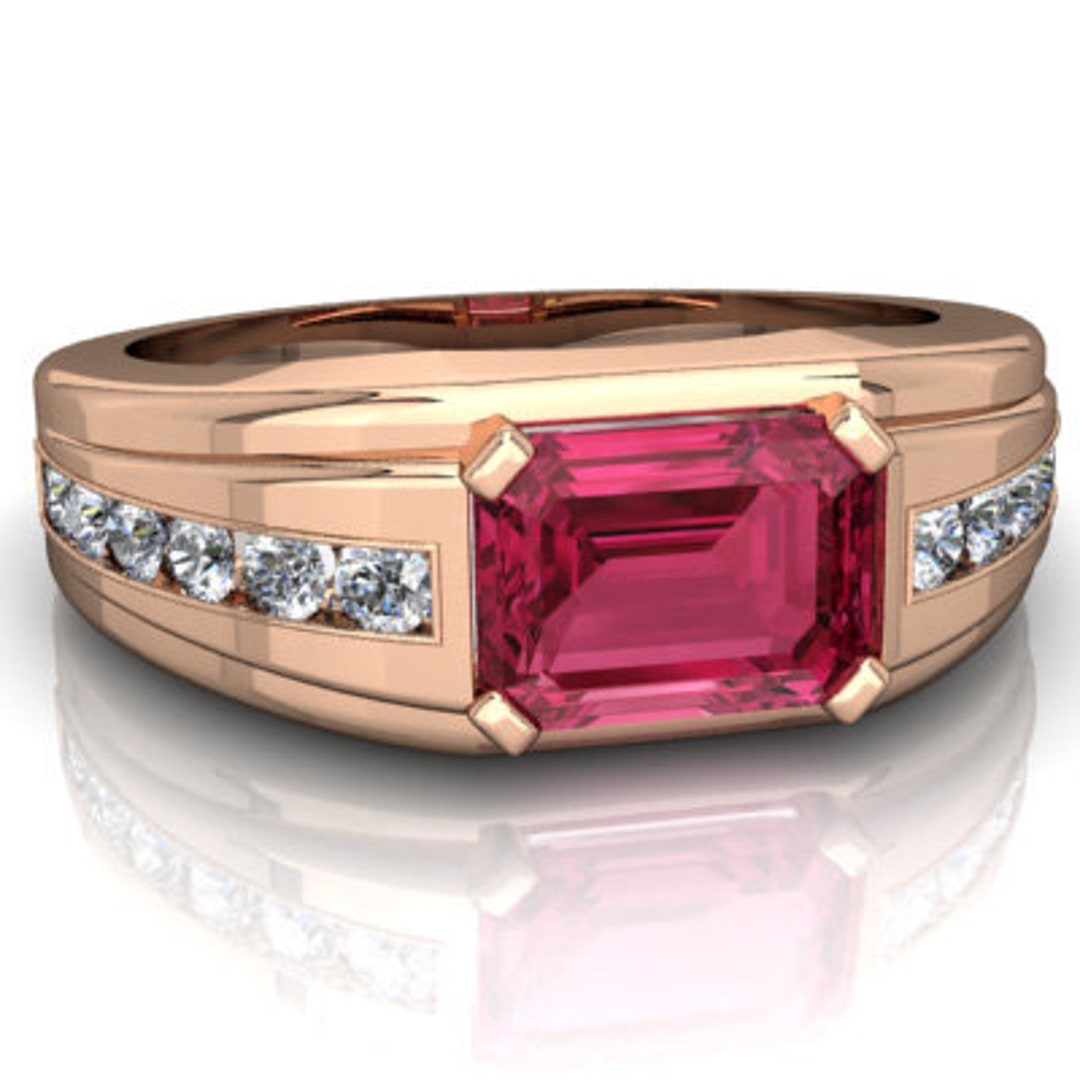 Natural Ruby Men Ring 14k Gold Plated Silver Jewelry Handmade July ...