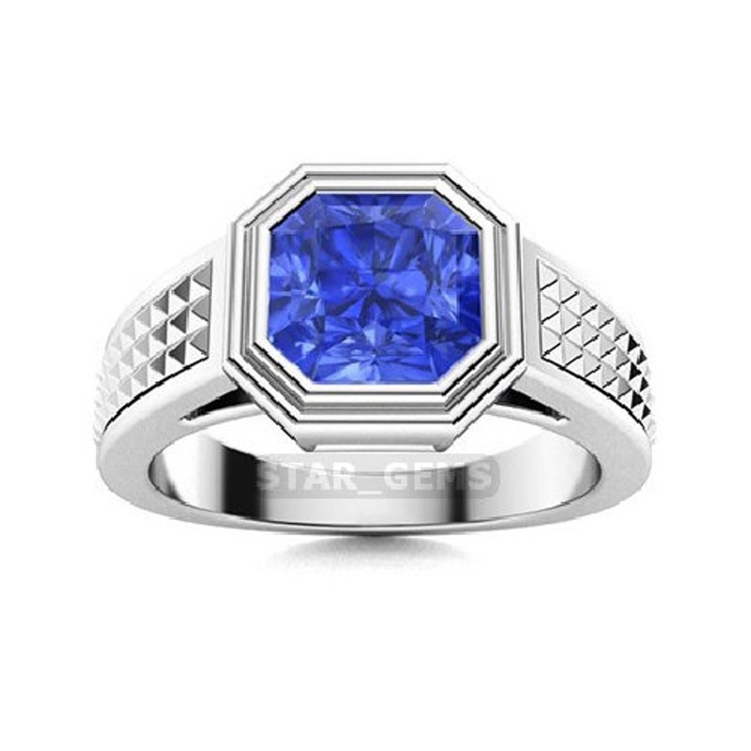 Blue Tanzanite Mens Ring 925 Sterling Silver Ring, AAA Quality ...