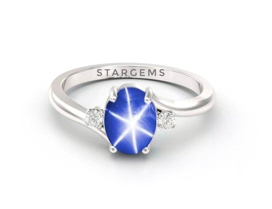 Linde Star Sapphire Wedding Ring 925 Starling Silver Ring - Etsy