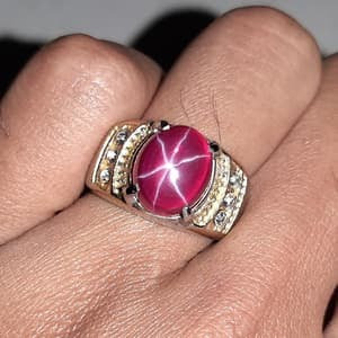 Red Star Sapphire Ring 925 Sterling Silver Sapphire Ring Wedding ...