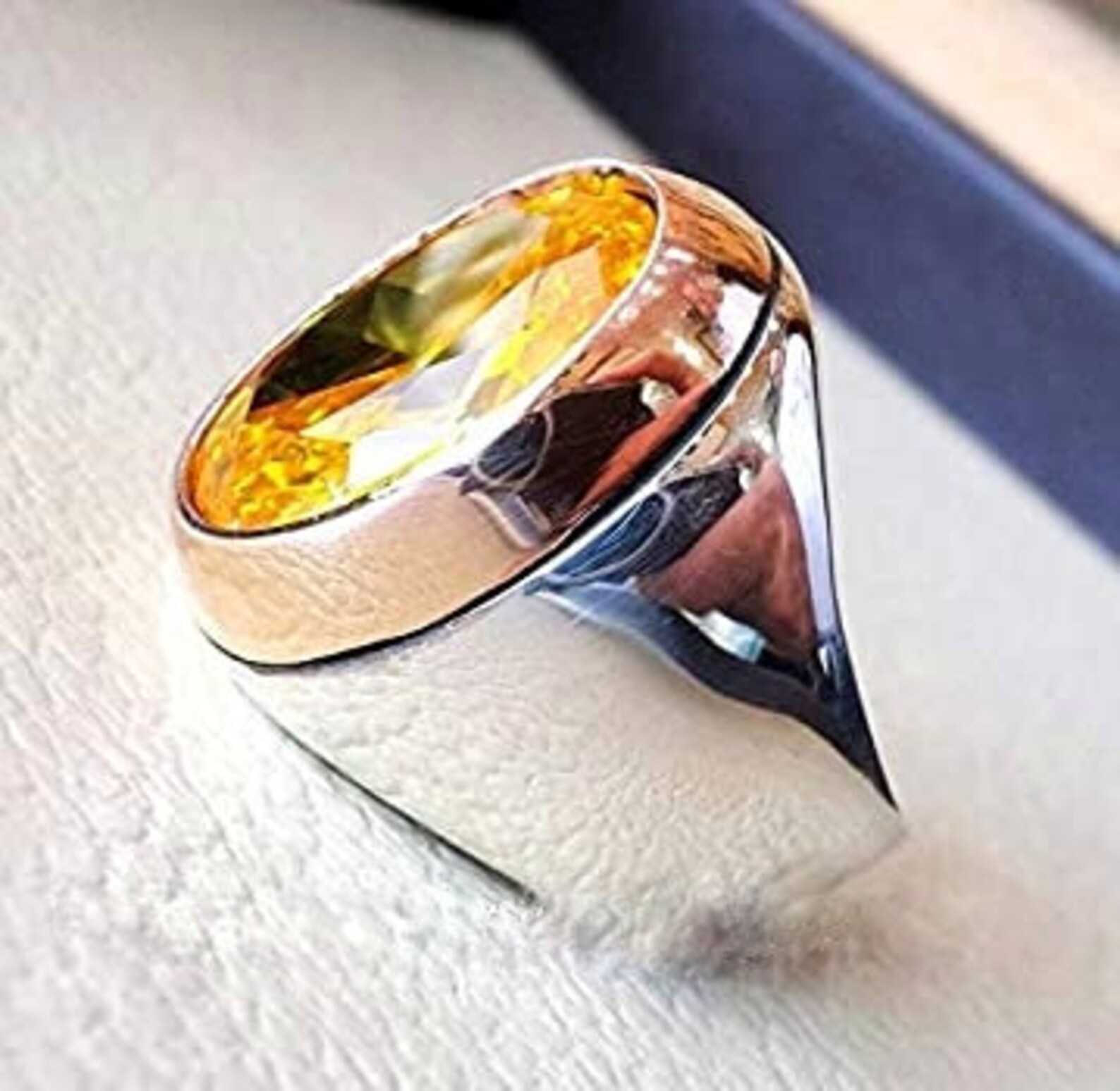 Natural Citrine Ring for Mens 925 Sterling Silver Ring Yellow Citrine ...