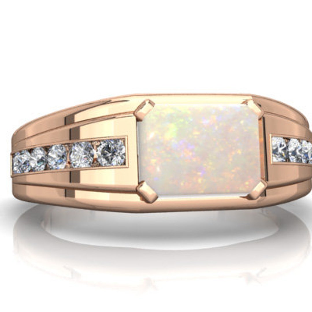 Natural Fire Opal Ring for Men, 925 Sterling Silver Grooms Ring, AAA ...