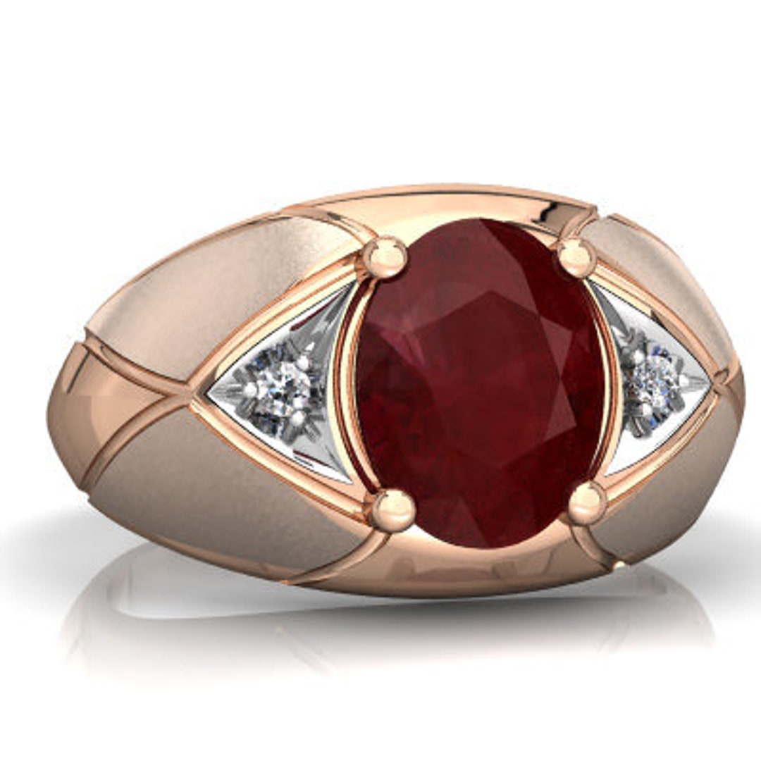 Natural Red Ruby Ring for Men, AAA Quality Ruby Gemstone Ring, 14k Gold ...