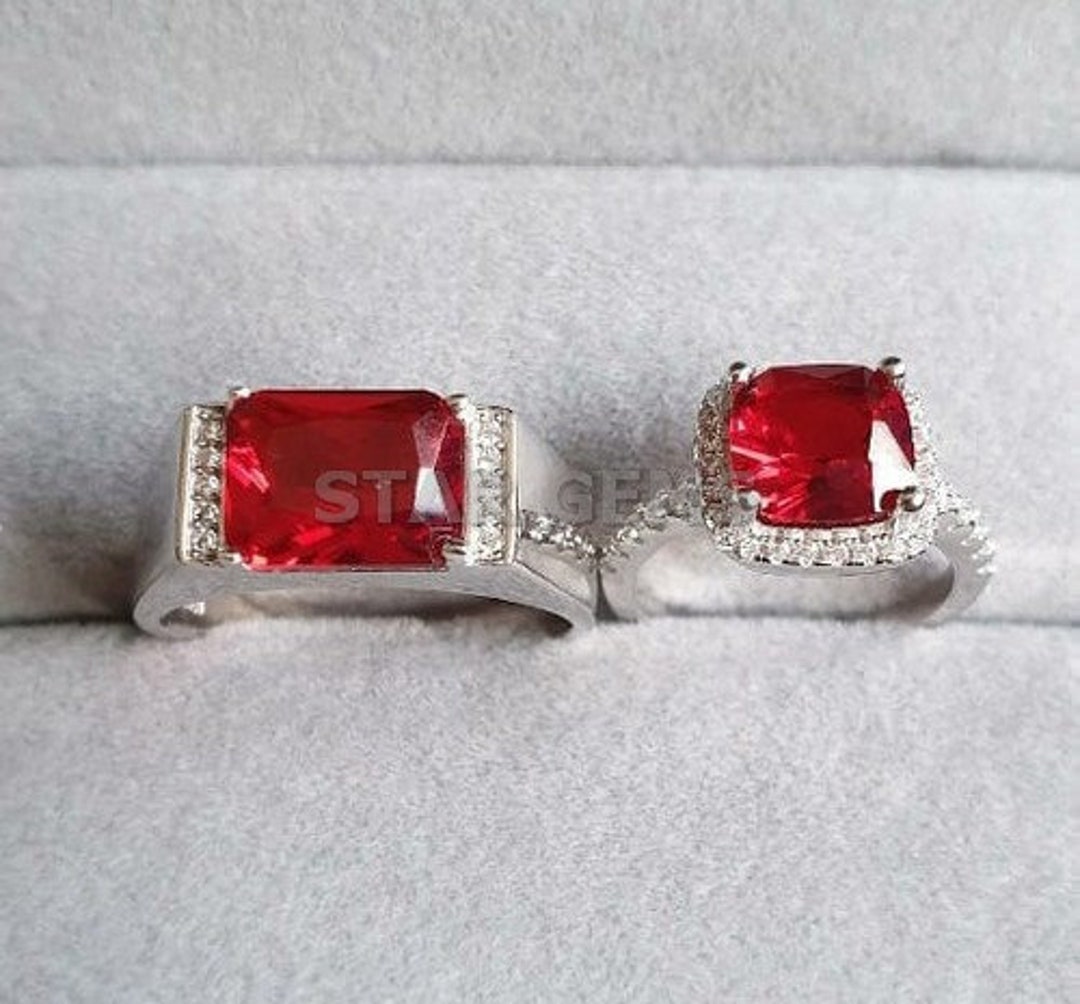 Schöne Rubin Paarring In 925 Sterling Silber Ring Hochzeit ...