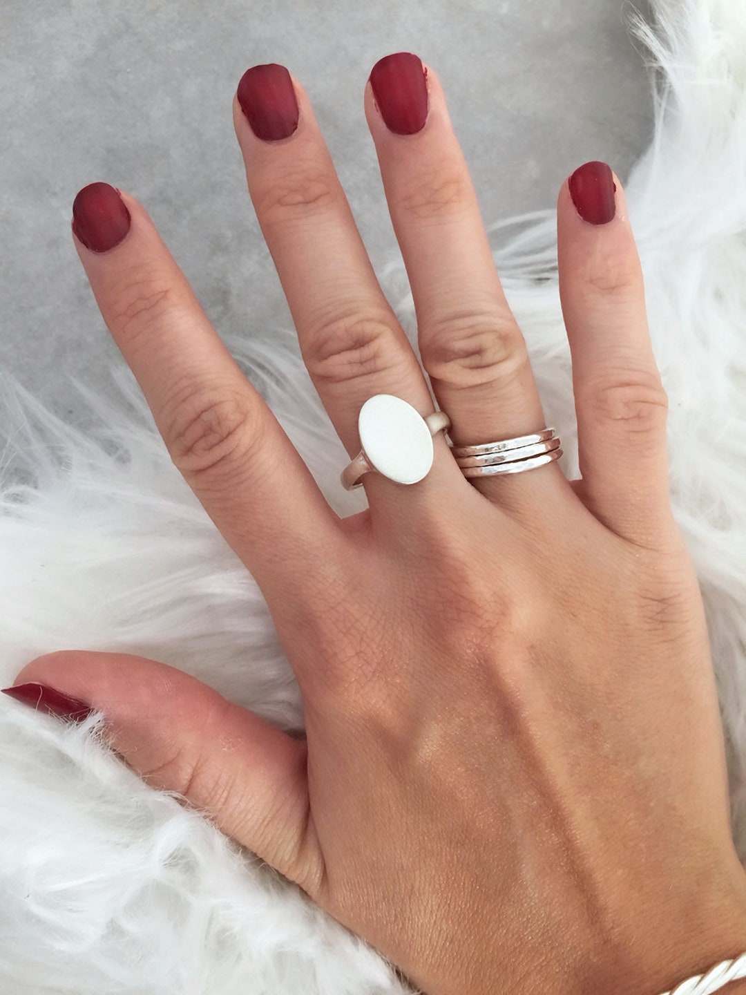 Oval Sterling Silver Ring, Big Oval Silver Ring, Oval Silver Classic ...