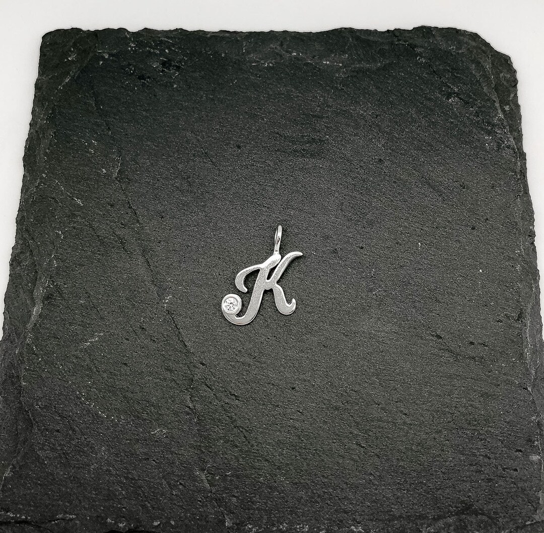 Silver Letter K Pendant, Silver Letter K Charm Necklace, Silver Initial ...