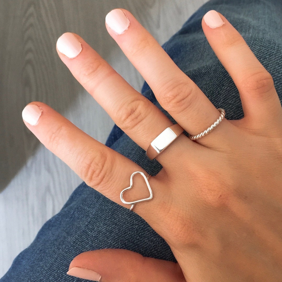 Solid Sterling Silver Signet Ring, Handmade Silver Rectangle Ring ...