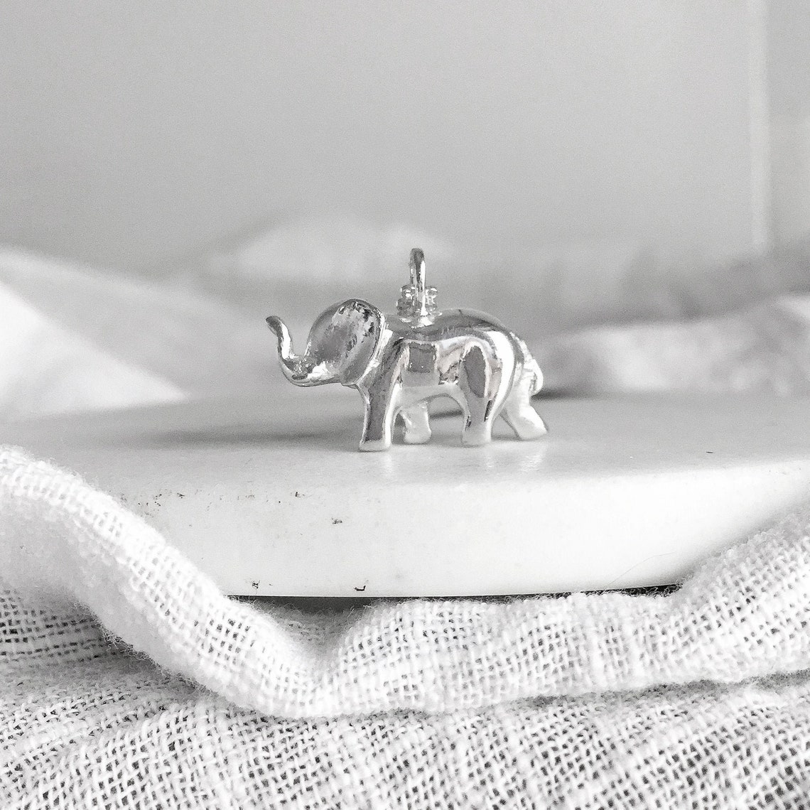 Silver Elephant Necklace Elephant Symbol Lucky Miniature - Etsy