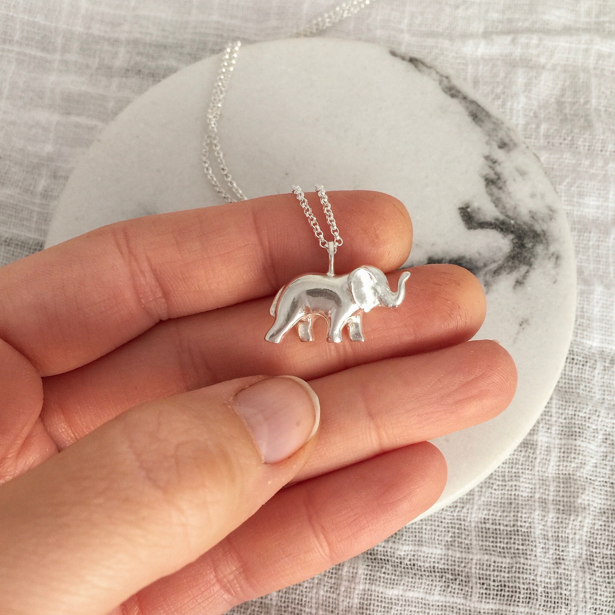 Silver Elephant Necklace Elephant Symbol Lucky Miniature - Etsy