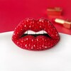 Lips Brooch Pin, Biting Lip Beaded Brooch, Handmade Crystal Red Lip Pin ...