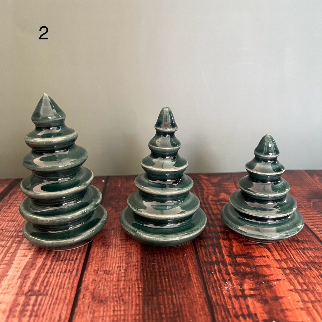 Ceramic Christmas Trees Set of 3 Wheel Thrown Christmas - Etsy
