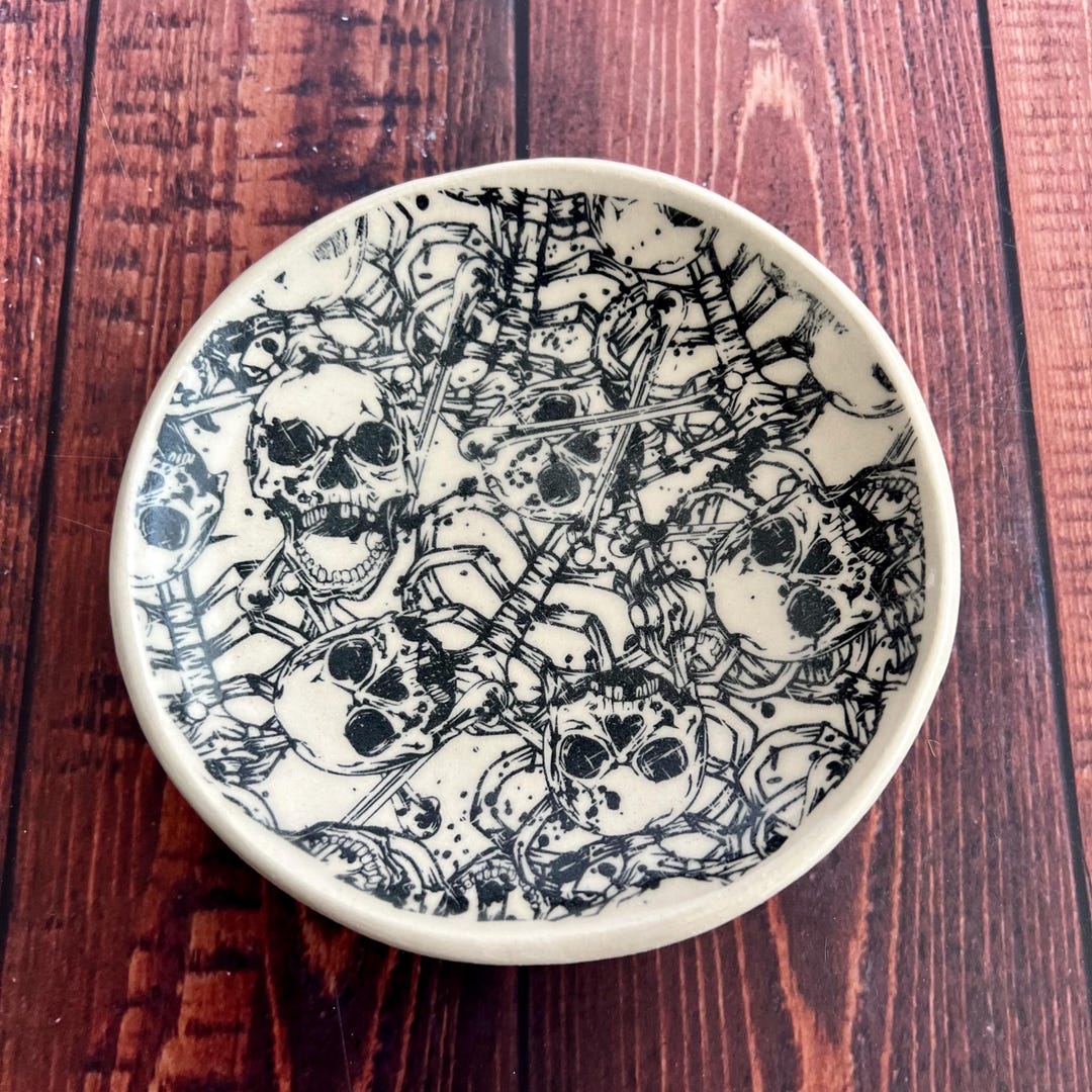 Ceramic Dish With Skeleton Design, Decorative Dish, Nibbles Dish ...
