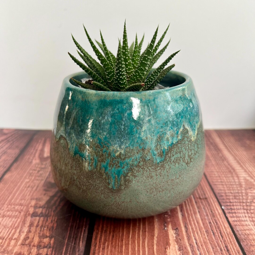 Ceramic Planter With Layered Glazing, Ceramic Gift, Small Wheel Thrown ...