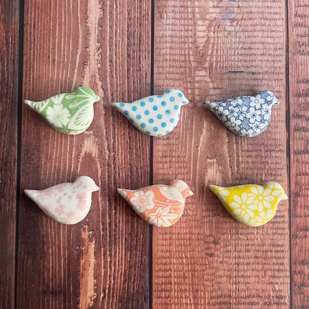 Set of 6 Ceramic Bird Fridge Magnets, Home Decor, Office Accessories ...
