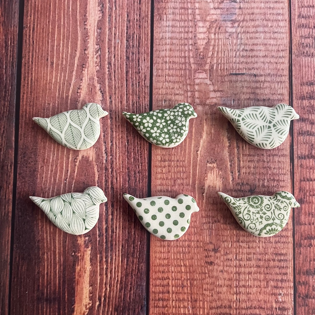 Set of 6 Ceramic Bird Fridge Magnets, Home Decor, Office Accessories ...