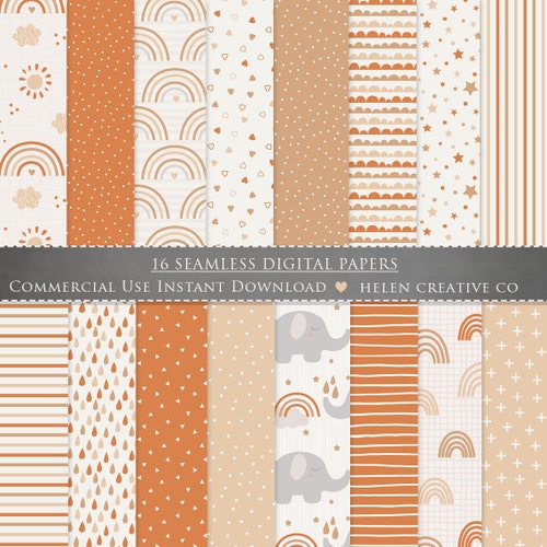 Fall Doodle Digital Papers Boho Rainbow Digital Paper Pack | Etsy