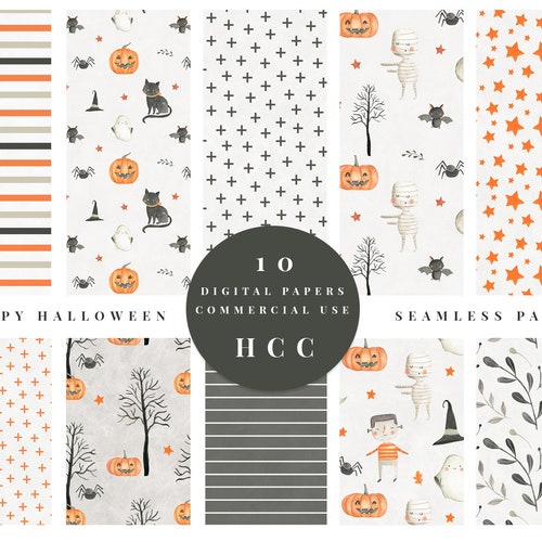 Halloween Digital Papers Commercial Use Scrapbook Paper - Etsy