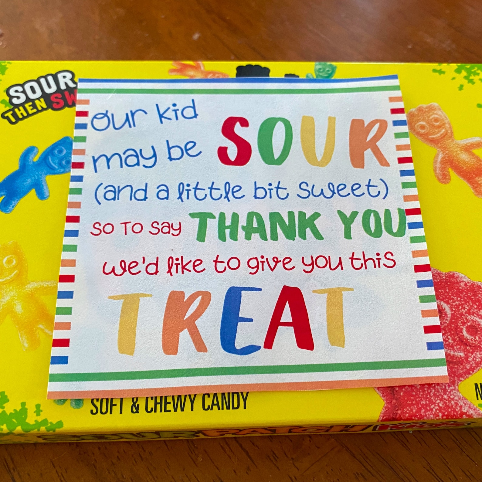 Sour Patch Kids Teacher Appreciation Card, Gift Tag, Teacher ...