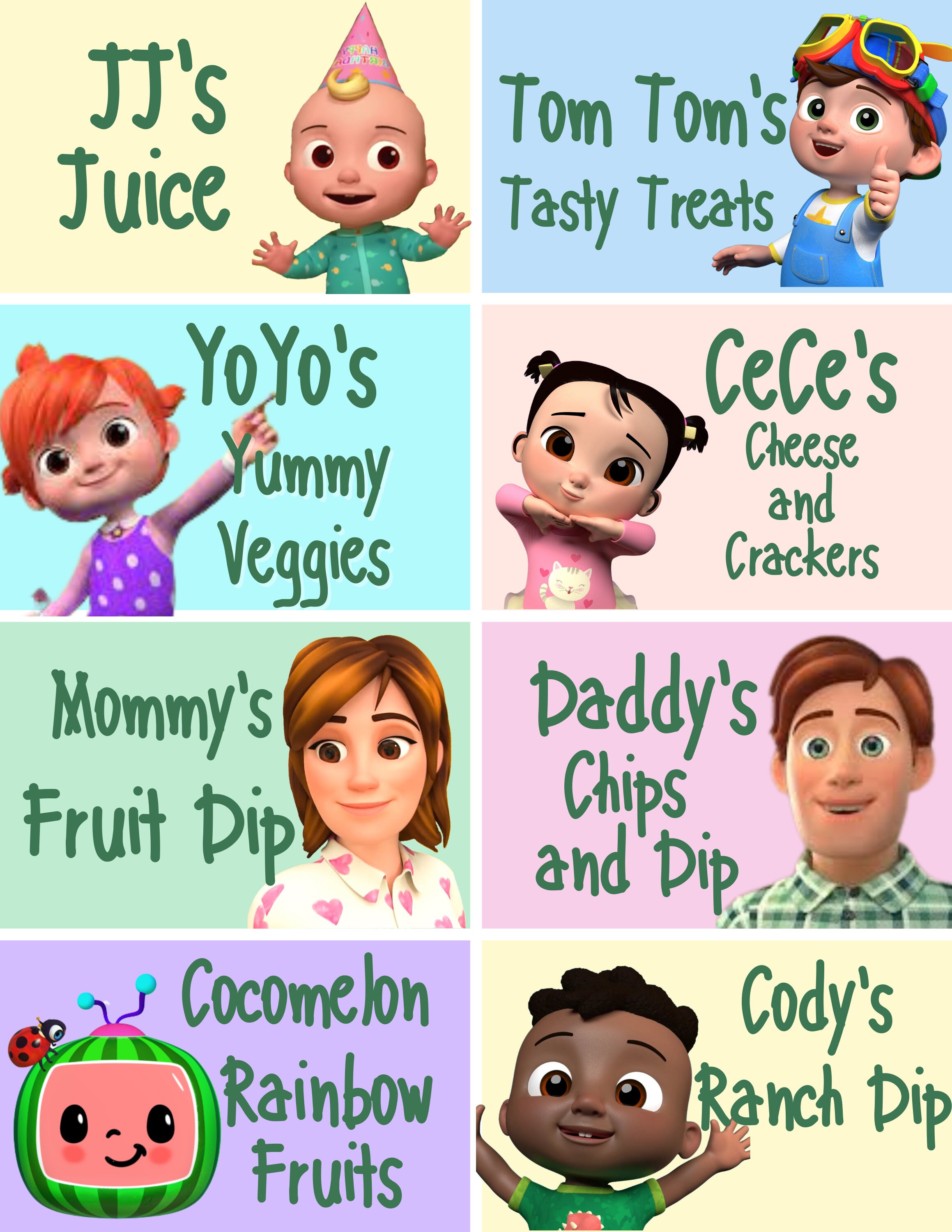 Cocomelon Party Food Labels Cocomelon Party Toddler | Etsy