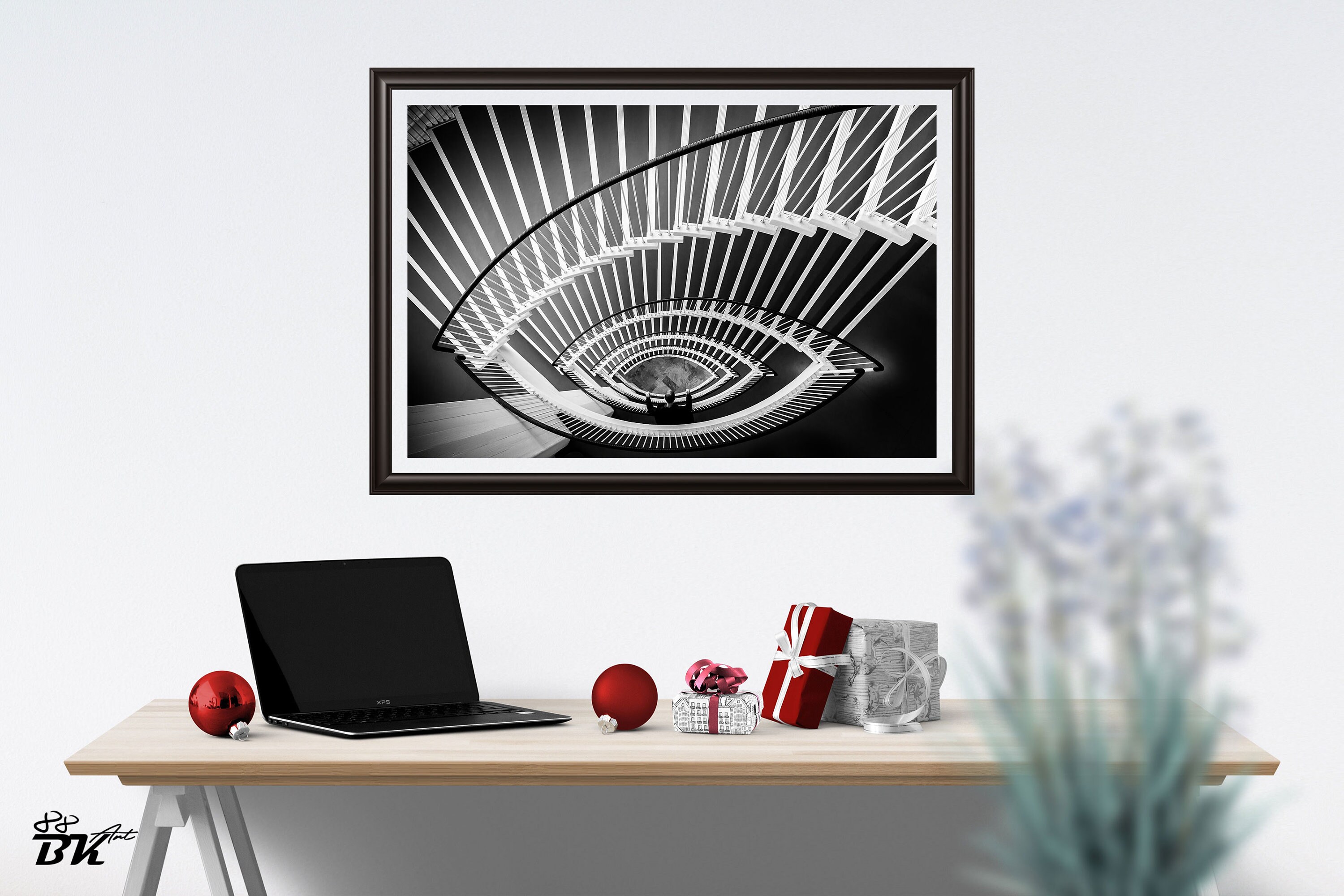 Spiral Staircase Wall Art | Staircase Art Print | Black and White Wall ...