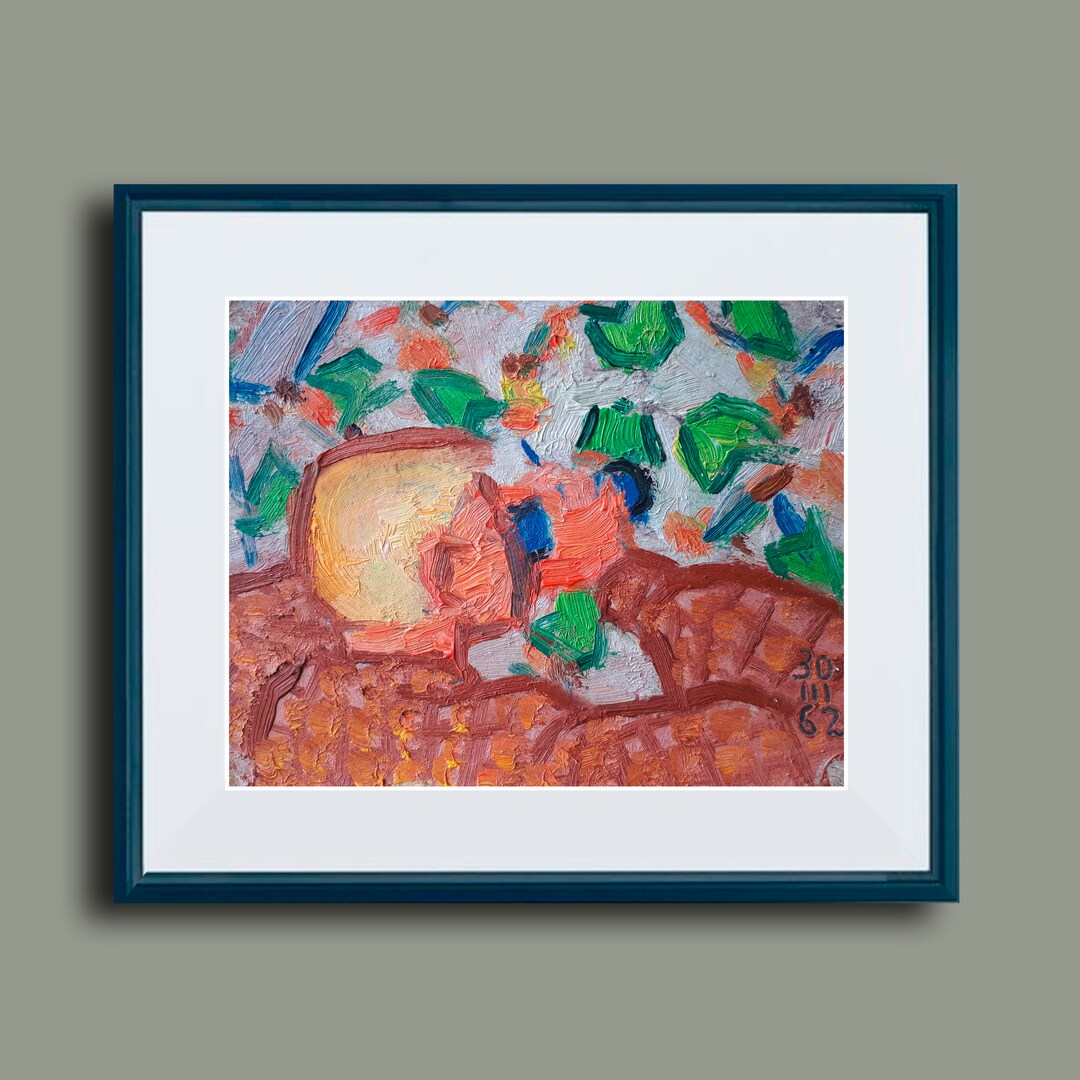 Portrait Man Looking Kaleidoscope Original Oil Vintage Artwork 1962 Painting Bright Patterns ...