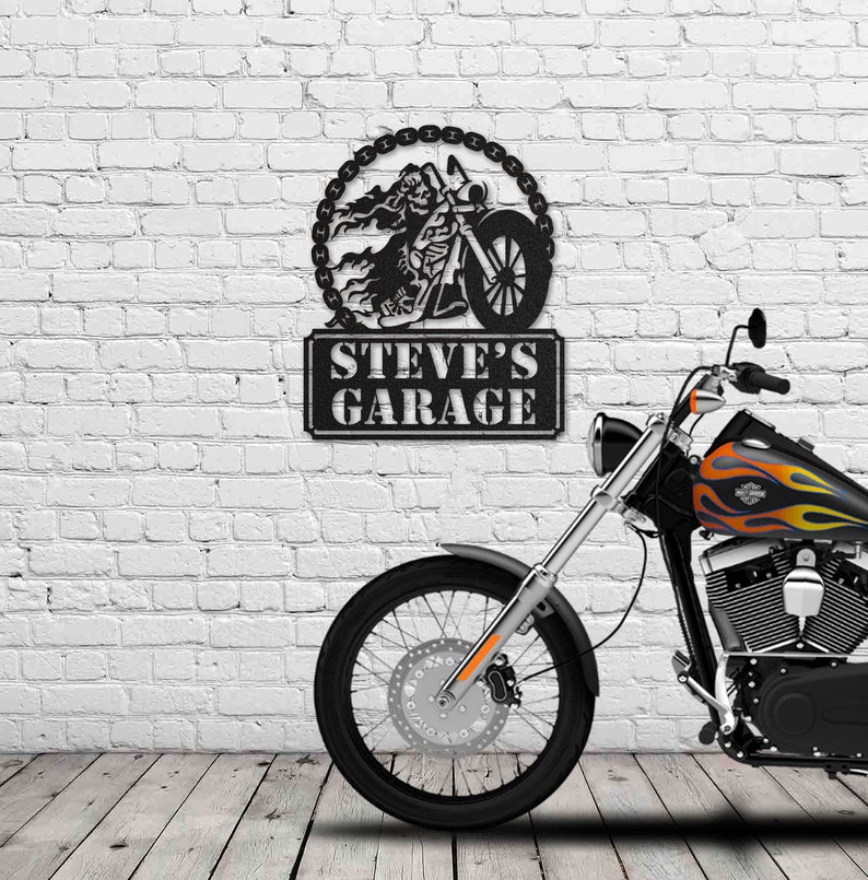 Metal Motorcycle Art - PERSONALIZED Biker Sign - Metal Wall Art for ...
