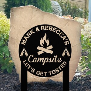 Campfire Sign With Stakes, Outdoor Cabin Sign, Camp Decor, Adventure ...