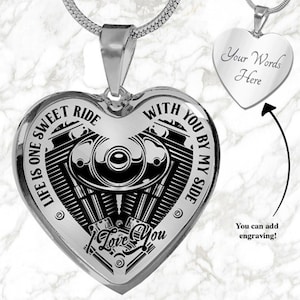 Engraveable - Life is One Sweet Ride Biker Love Necklace - USA Made - Etsy