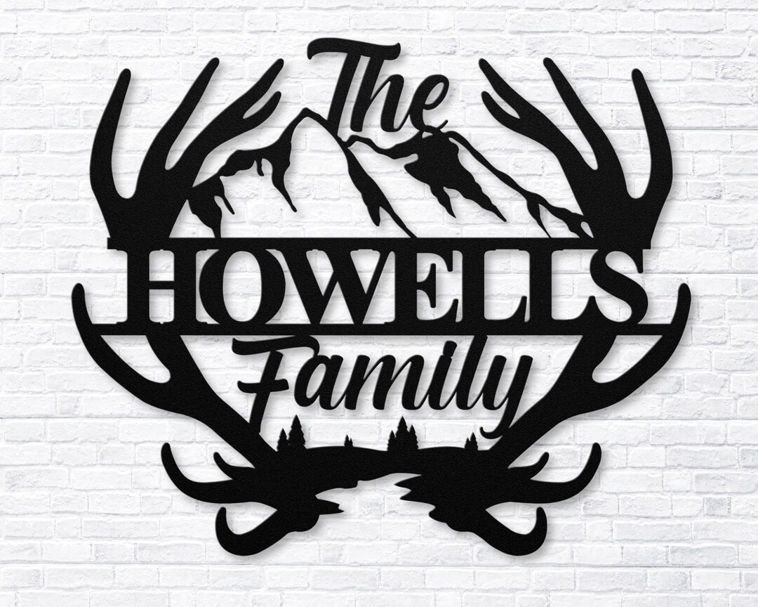Custom Antler Sign, Deer Skull Antlers Family Name Last Name Sign, Deer ...