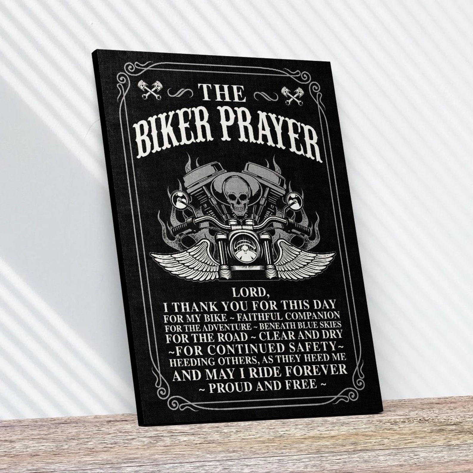 Biker Prayer Canvas Art For Motorcycle Rider Motorcycle | Etsy