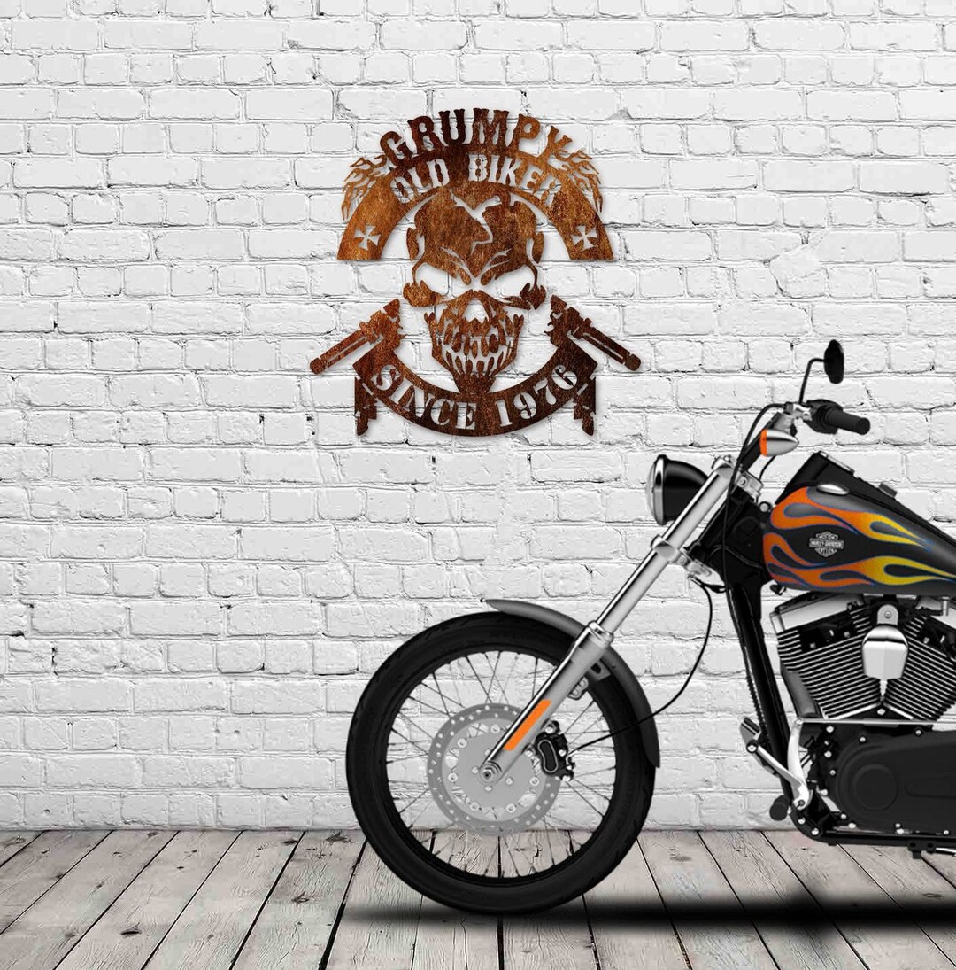 Personalized Gifts for Men - Grumpy Old Biker - Metal Wall Art Sign ...
