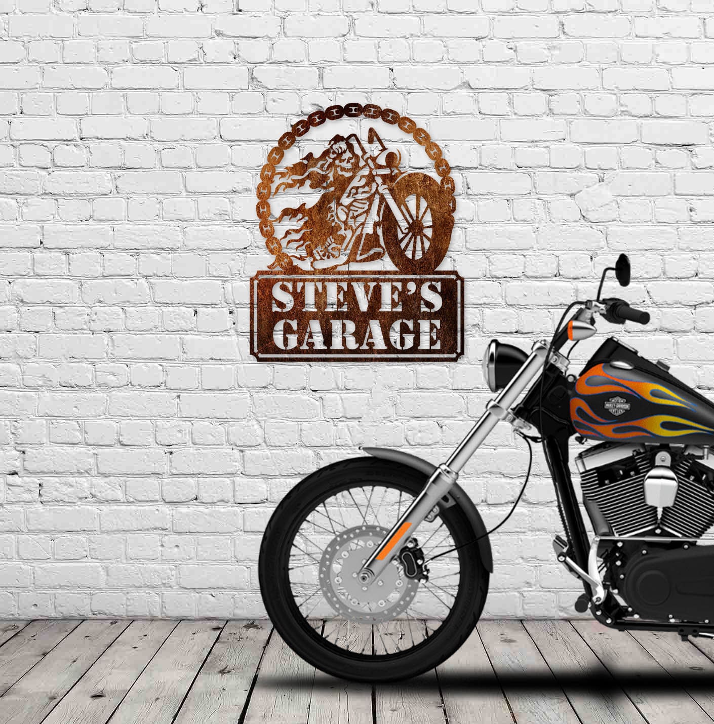 Metal Motorcycle Art - PERSONALIZED Biker Sign - Metal Wall Art for ...