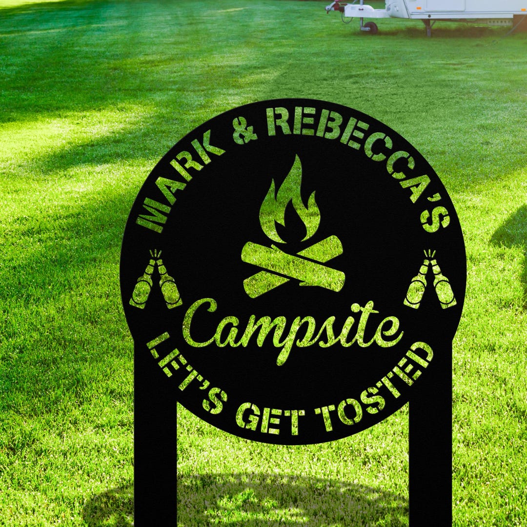 Campsite Outdoor Sign, Custom Campfire Sign, Camper Decor, Personalized ...