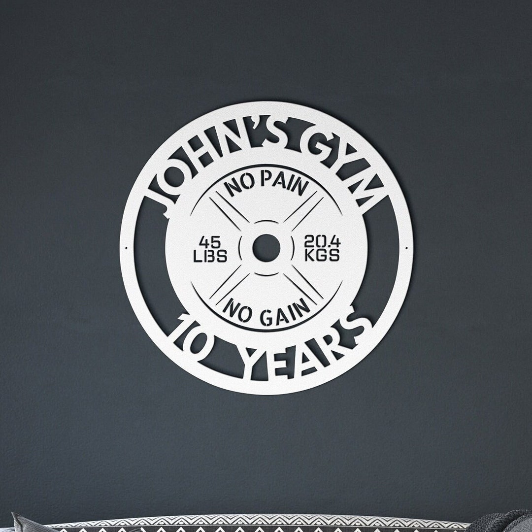 Gym Weight Plate Monogram, Personalized Home Gym Sign, Custom Metal ...