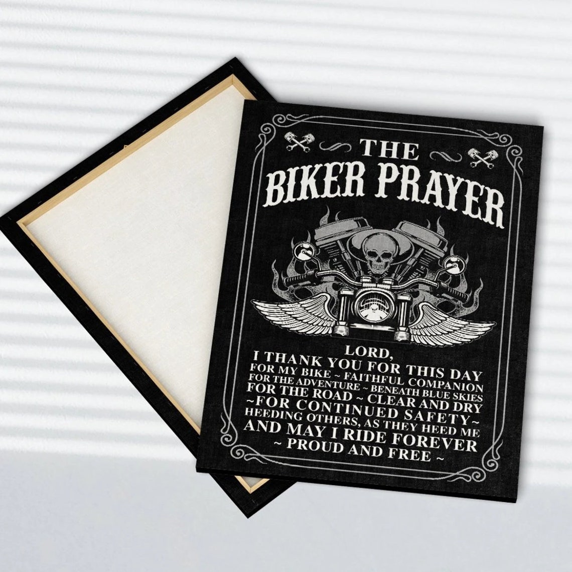 Harley Davidson Garage Art Biker Prayer Canvas Art for | Etsy