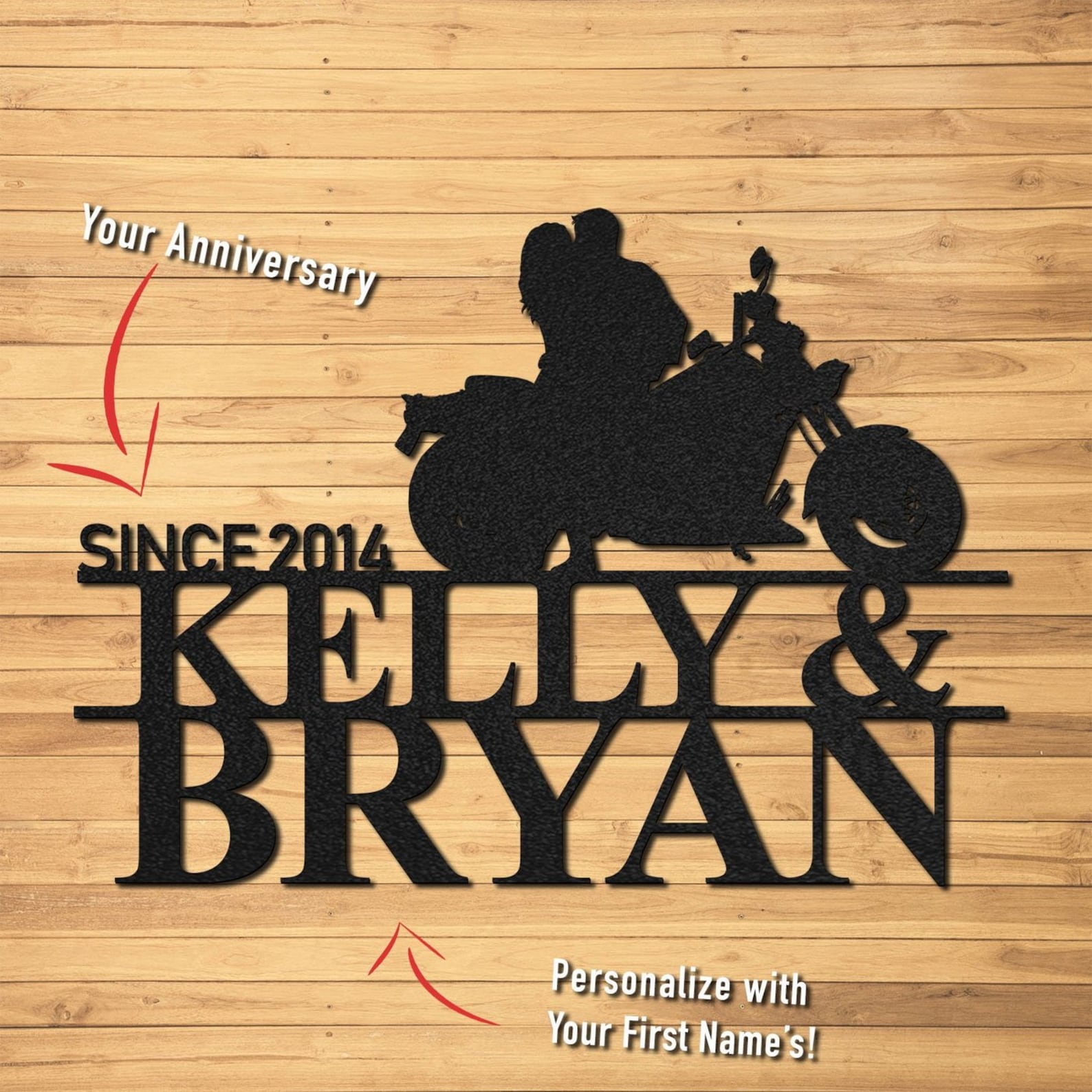 Personalized Anniversary Gift for Motorbike Lover - Metal Wall Art With ...