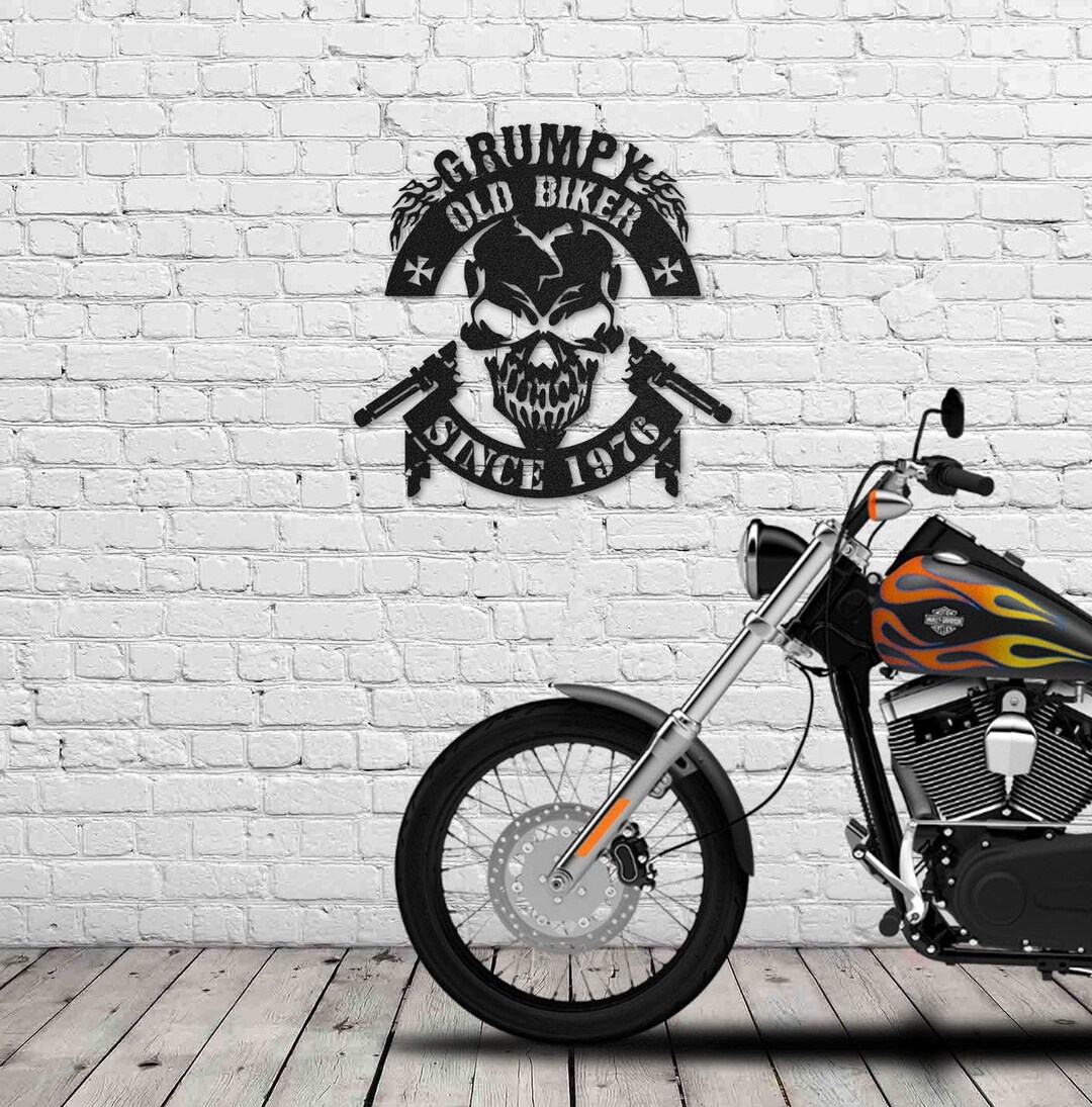 Personalized Gifts for Dad - Grumpy Old Biker - Metal Wall Art Sign ...