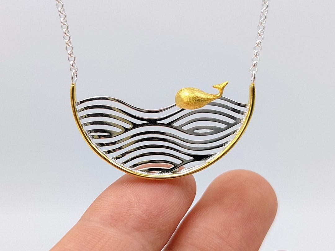 Ocean Wave Orca Gold Plated Necklace,unique Colorful Whale,minimalist ...