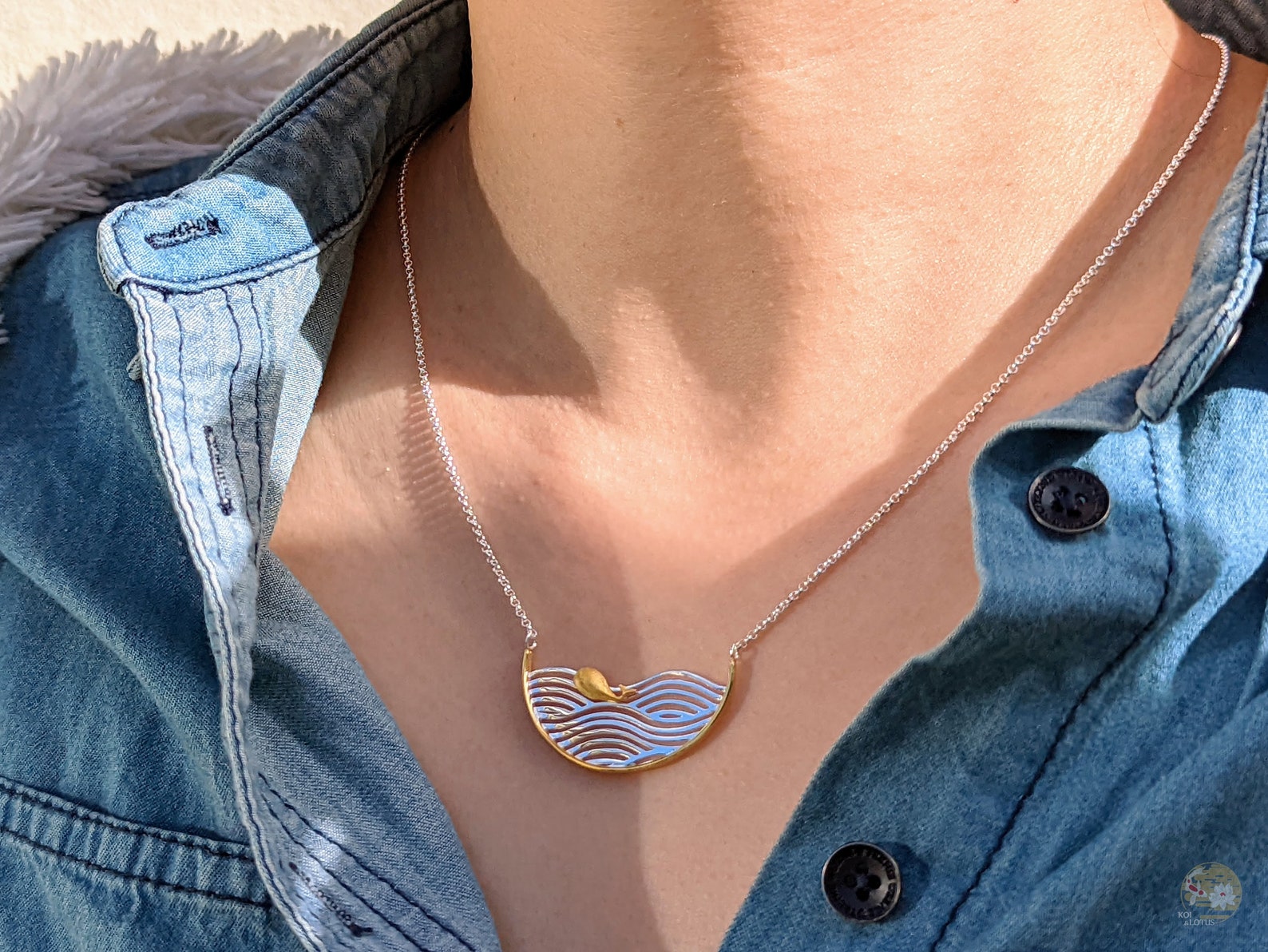 Ocean Wave Orca Gold Plated Necklaceunique Colorful - Etsy