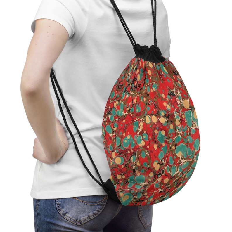 Drawstring Bag Featuring Marbled Design, Lightweight Drawstring ...