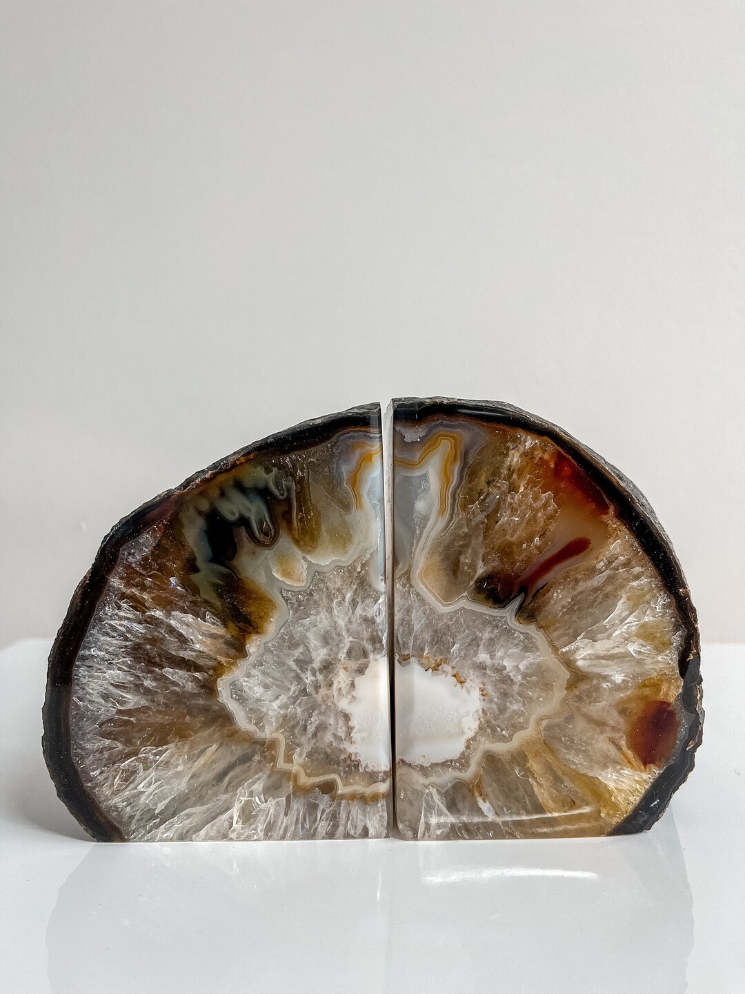 Geode Bookend, Agate Geode, Natural Agate Bookend Pair. Mineral Rock ...